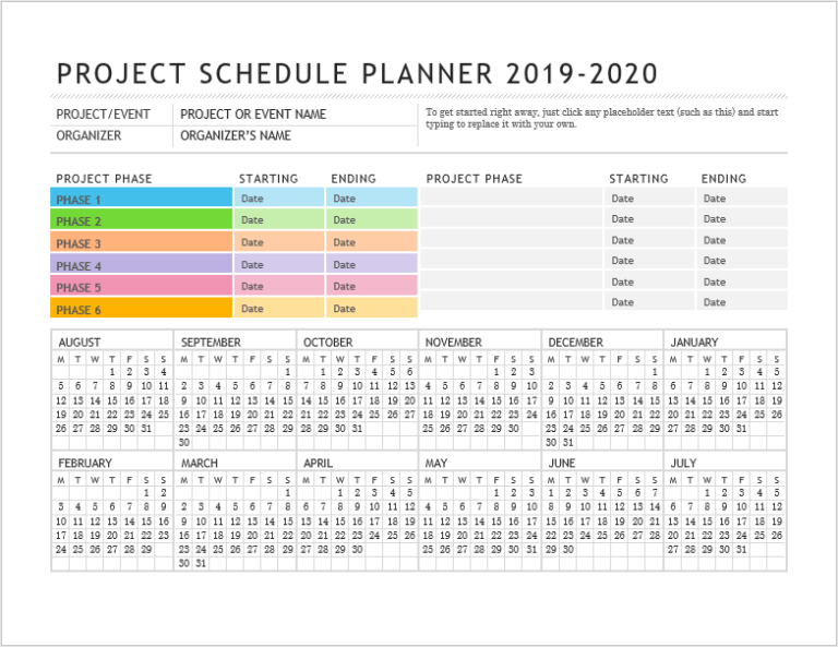 Free Project Schedule Templates in MS Word | Word Templates for Free ...