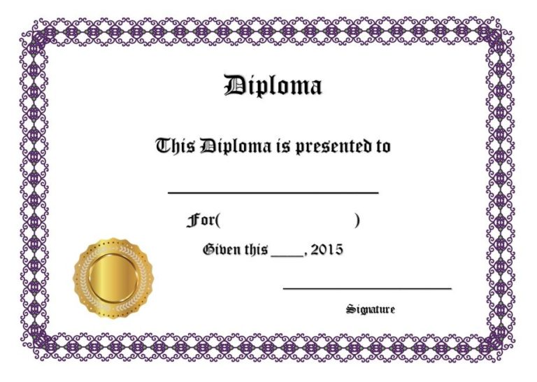 Diploma Certificate Template 09 | Word Templates for Free Download