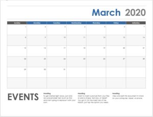 Calendar-Template-2020-03 | Word Templates for Free Download