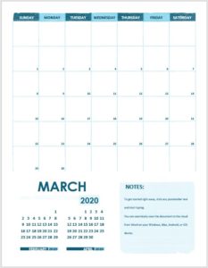 Calendar-Template-2020-08 | Word Templates for Free Download