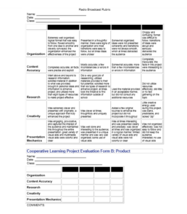 Grading Rubric Template 14 | Word Templates for Free Download
