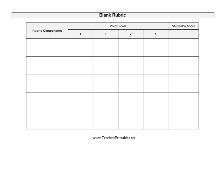 Grading Rubric Template 34 | Word Templates for Free Download
