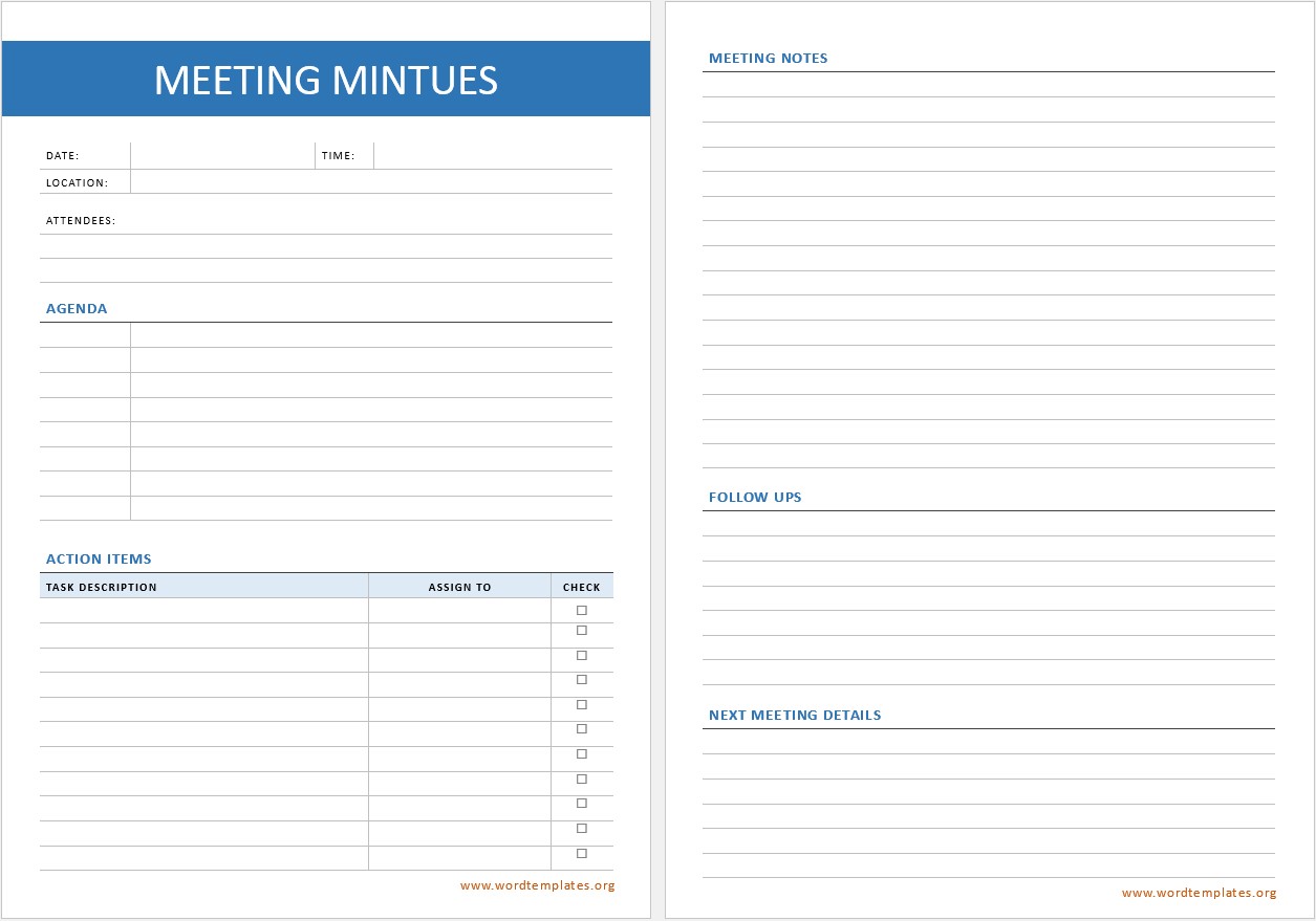 Meeting Minutes Templates | Word Templates for Free Download