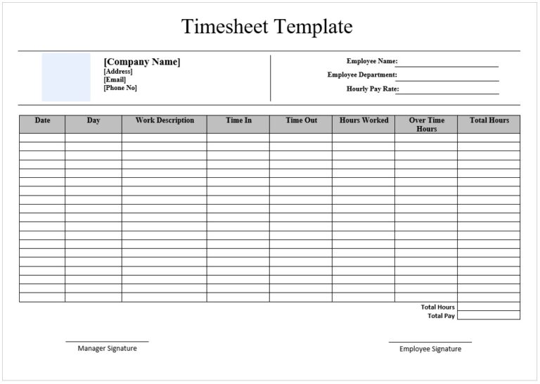 Free Timesheet Templates | Word Templates for Free Download